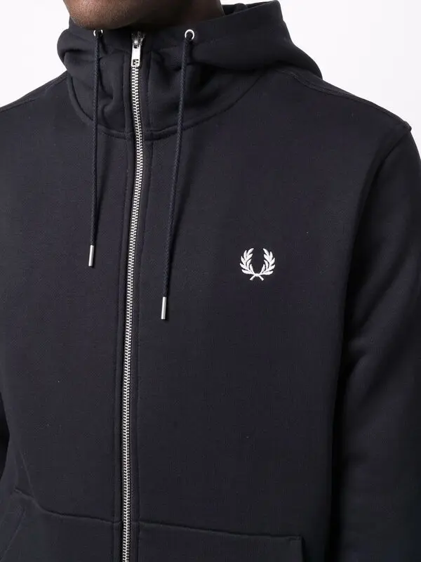 Fred Perry Logo-embroidered Hoodie - Blue