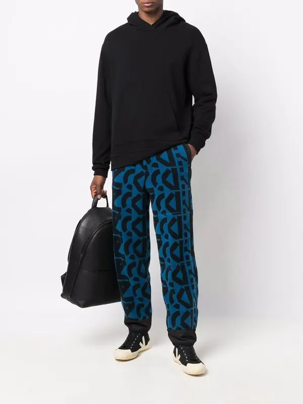 Kenzo Monogram-print Fleece Track Pants - Blue