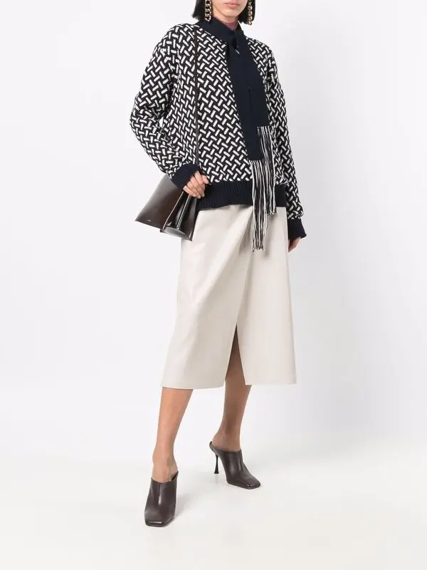 JIL SANDER Scarf-detail Wool Jumper - Blue