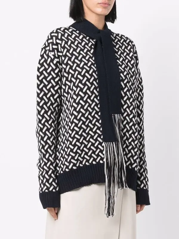 JIL SANDER Scarf-detail Wool Jumper - Blue