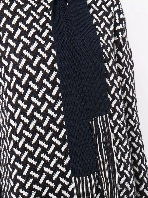 JIL SANDER Scarf-detail Wool Jumper - Blue