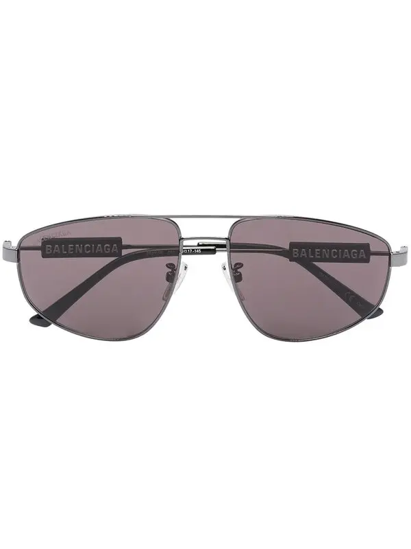 Balenciaga Double-bridge Pilot-frame Sunglasses - Black