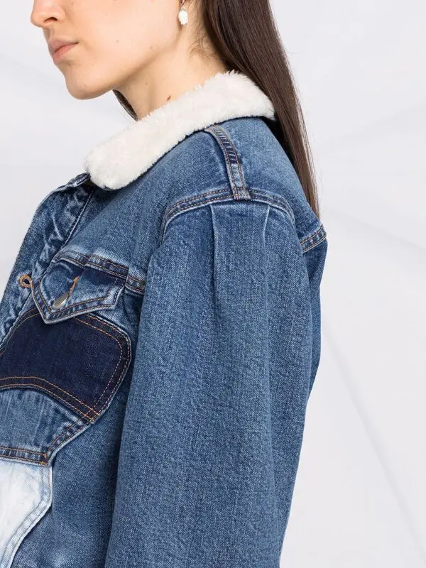 Red Valentino Butterfly Patchwork Denim Jacket In Blue - 50% Off