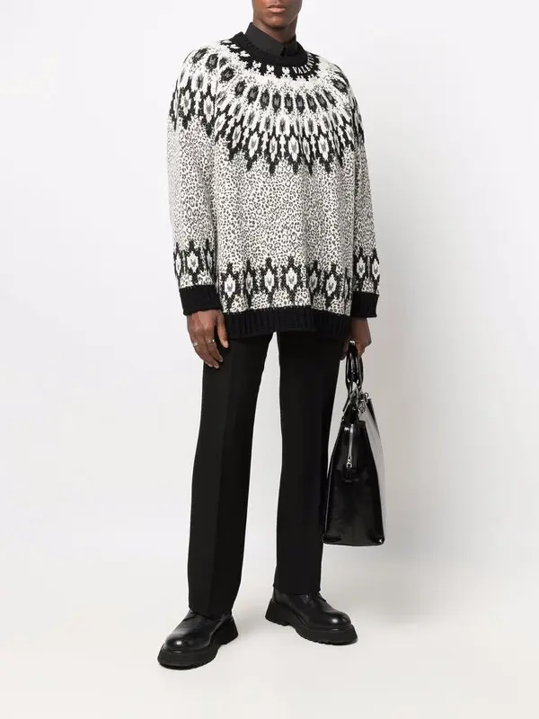 Valentino Garavani Intarsia-pattern Jumper - White