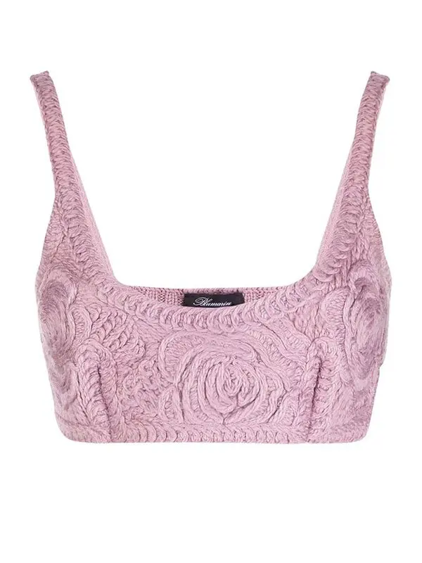 Blumarine Floral-knitted Bralette