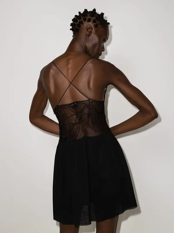 Tom Ford Sheer Embroidered Mini Dress - Black | Editorialist