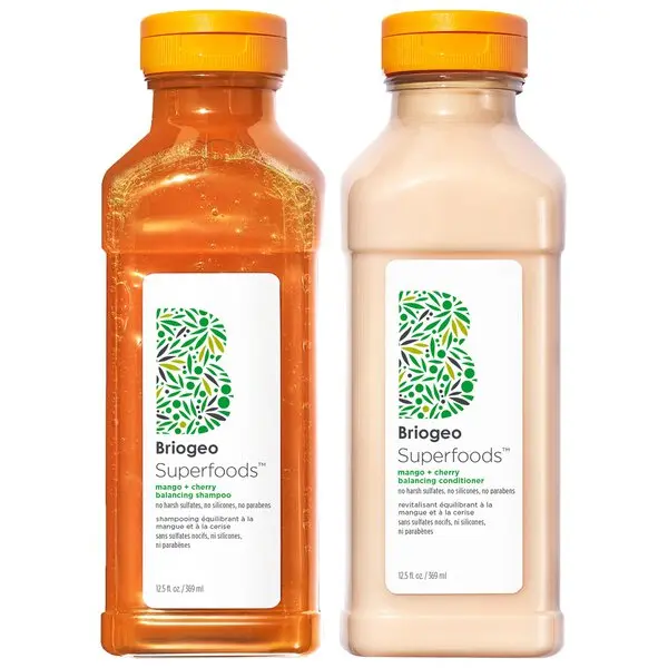BRIOGEO Superfoods Mango + Cherry Balancing Shampoo + Conditioner Duo For Oil Control - One-color
