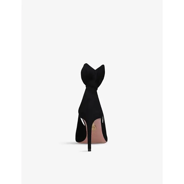 AQUAZZURA Bow Tie Suede Heeled Pumps - Black