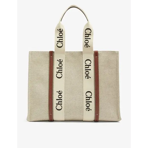 Chloé Woody Large Tote Bag - White/brown