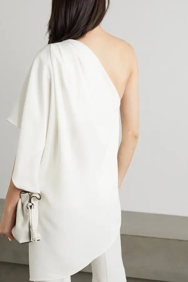 Elie Saab One-sleeve Draped Crepe Top