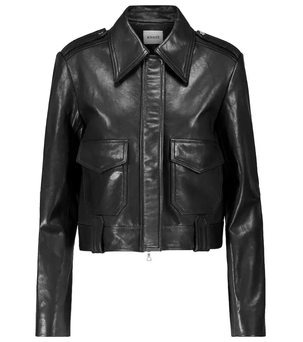 Khaite Cordelia Cropped Leather Jacket