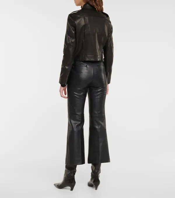 Khaite Cordelia Cropped Leather Jacket