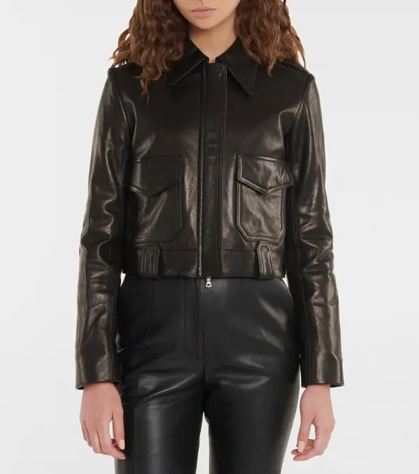 Khaite Cordelia Cropped Leather Jacket