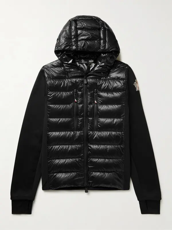 Moncler Quilted Shell And Knitted Hooded Down Ski Jacket - Black