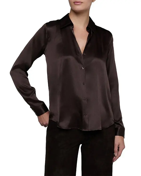 L'Agence Tyler Silk Blouse - Dark Java