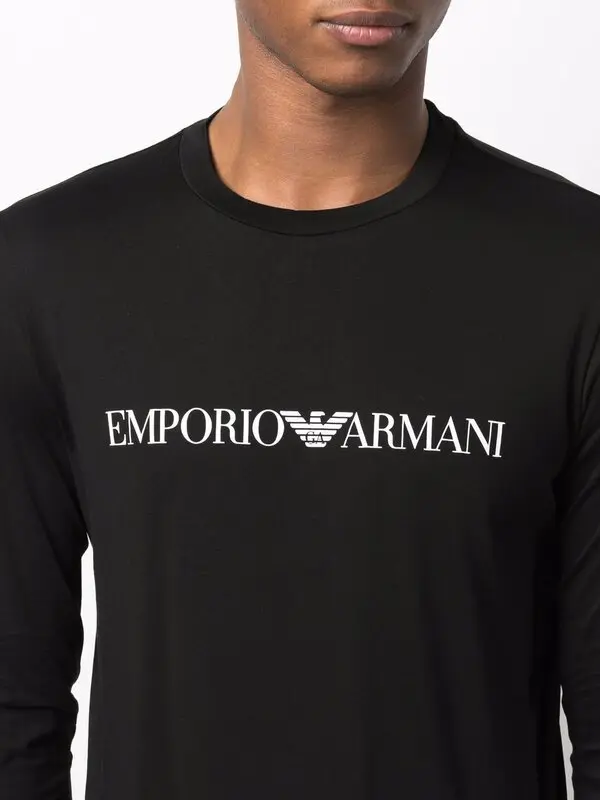 Emporio Armani Logo-Print Long-Sleeve T-Shirt In Black - 24