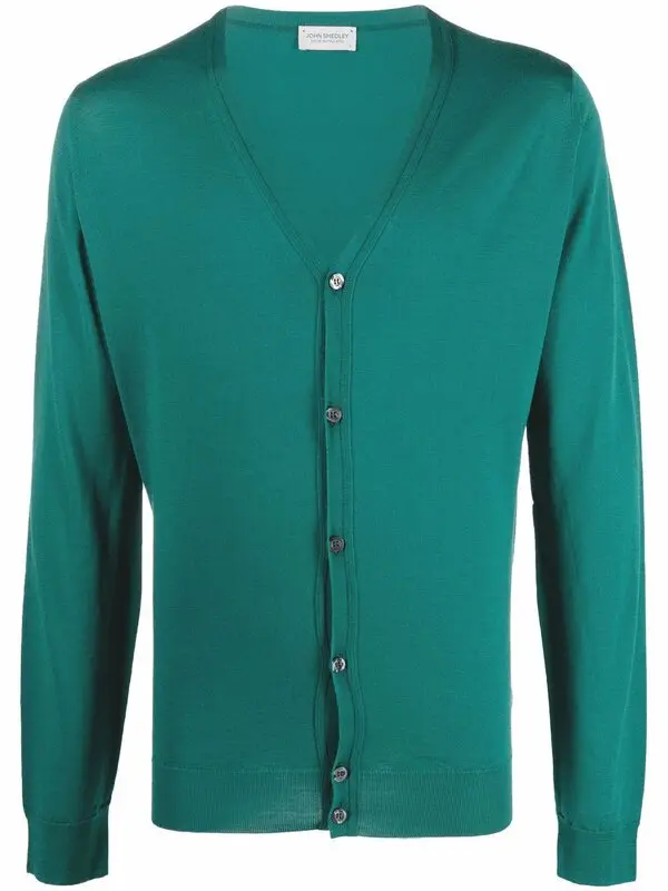 John Smedley Petworth Fine Knit Cardigan - Green