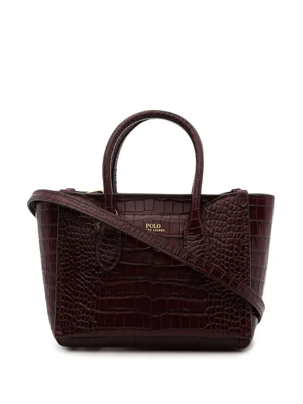 Ralph Lauren Croc-Embossed Mini Sloane Satchel In Red 30% Off