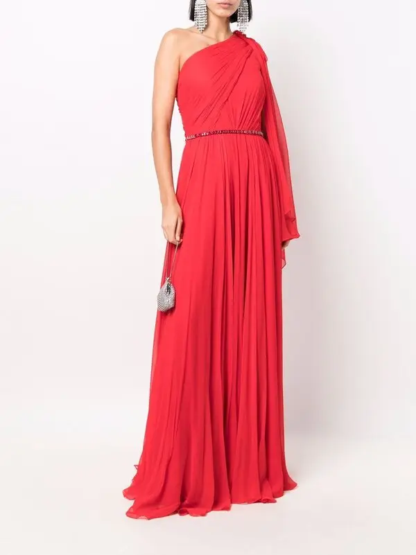jenny packham one shoulder dress Jenny Packham Crystal-embellished One-shoulder Maxi Dress