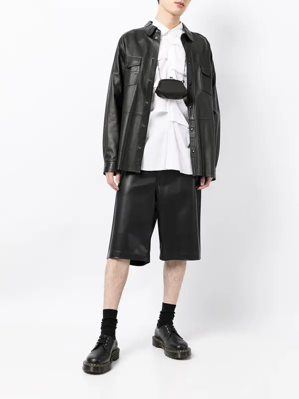 Yohji Yamamoto Clasp Leather Shoulder Bag
