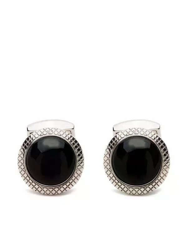 Tateossian Engraved Onyx Cufflinks