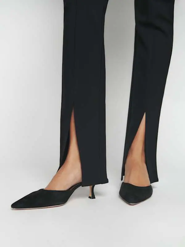 REFORMATION Fletcher High Rise Slim Fit Short Pant With Slit