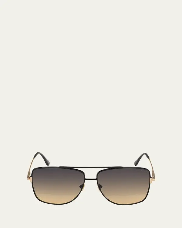 TOM FORD Reggie Metal Aviator Sunglasses - Shiny Black