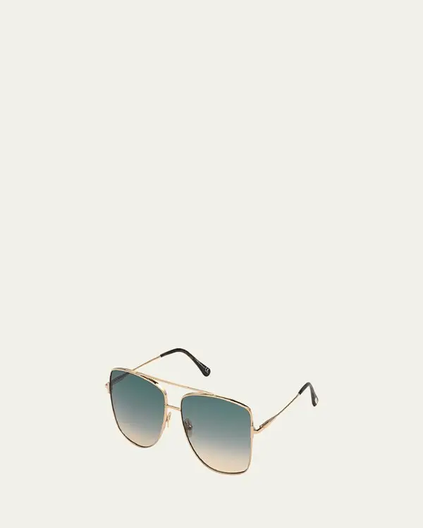 TOM FORD Reggie Metal Aviator Sunglasses - Shiny Black