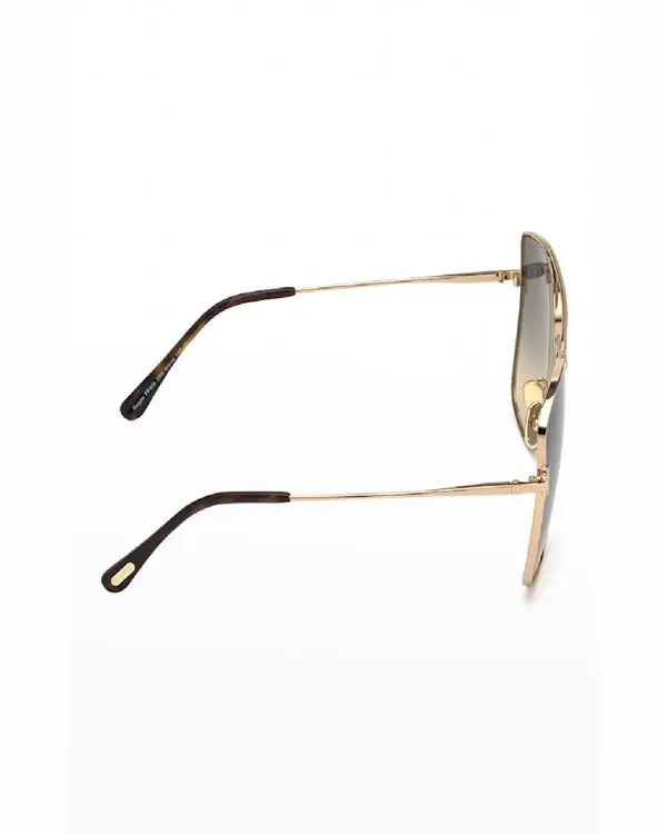 TOM FORD Reggie Metal Aviator Sunglasses - Shiny Black