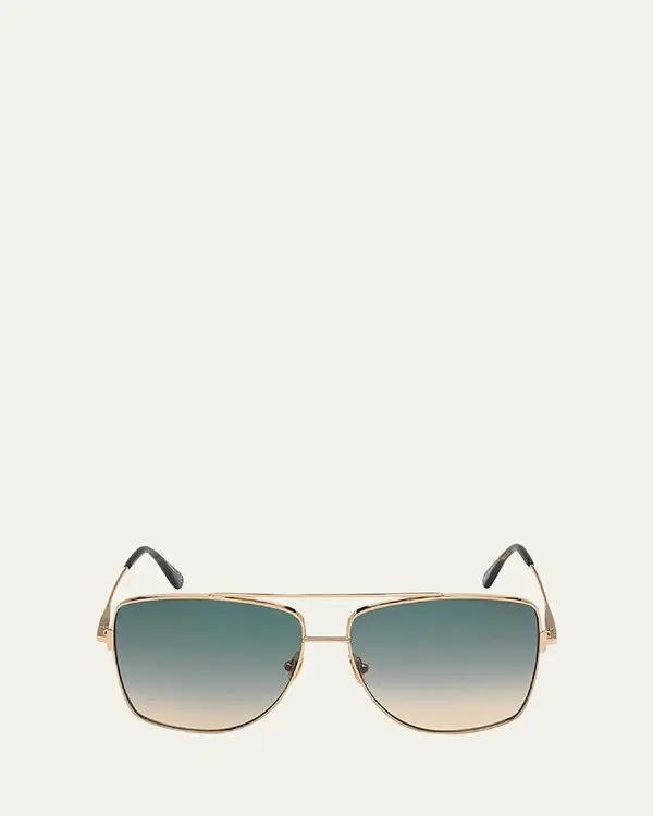 TOM FORD Reggie Metal Aviator Sunglasses - Shiny Rose Gold