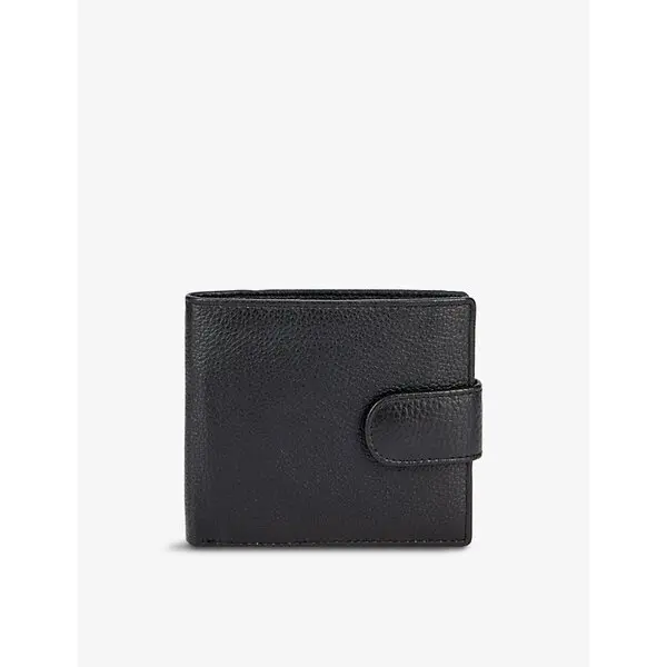 DENTS Beauley Brand-embossed Press Stud Grained Leather Billfold Wallet - Black
