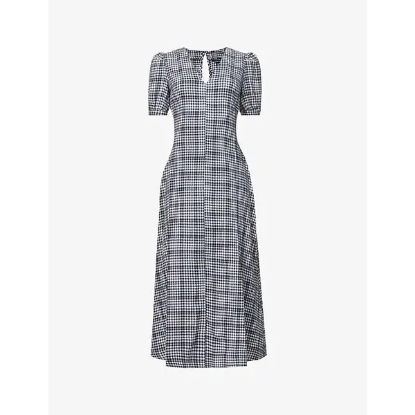 Whistles Tabitha Check-print Stretch-cotton Midi Dress