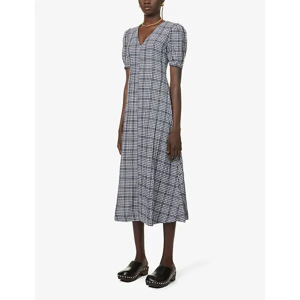 Whistles Tabitha Check-print Stretch-cotton Midi Dress