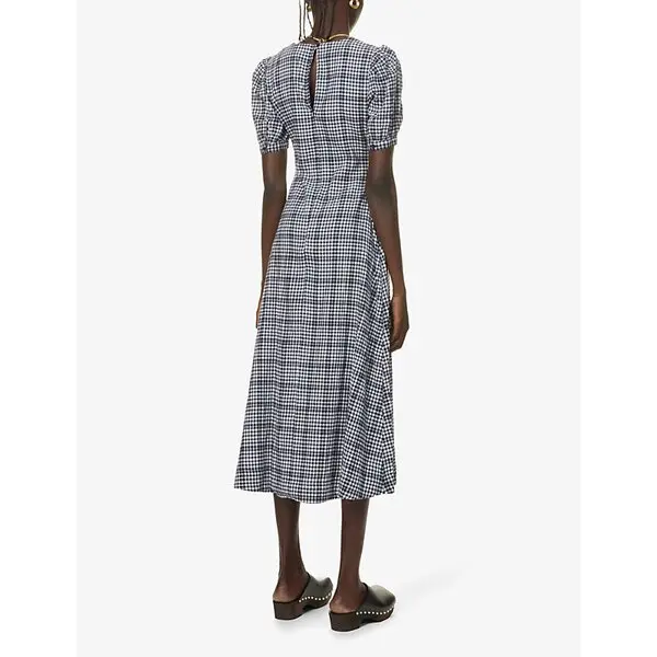 Whistles Tabitha Check-print Stretch-cotton Midi Dress