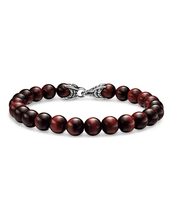 David Yurman Spiritual Beads Bracelet With Red Tiger's Eye - Silver/red