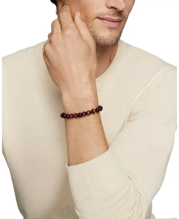 David Yurman Spiritual Beads Bracelet With Red Tiger's Eye - Silver/red