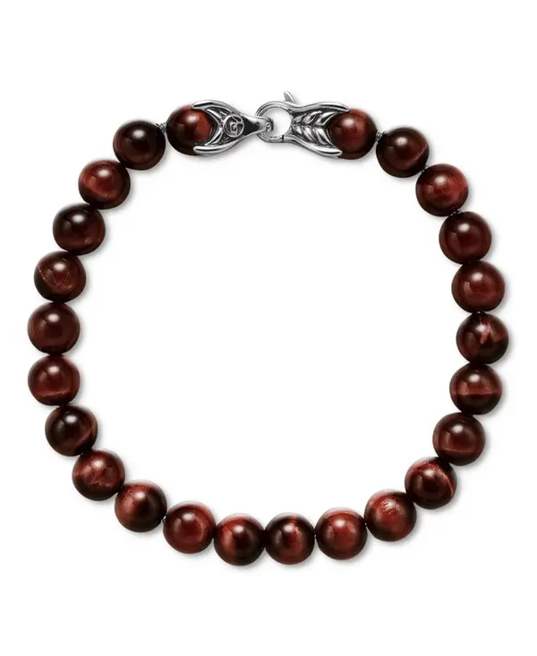 David Yurman Spiritual Beads Bracelet With Red Tiger's Eye - Silver/red
