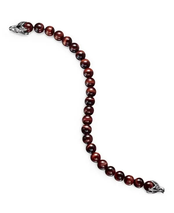 David Yurman Spiritual Beads Bracelet With Red Tiger's Eye - Silver/red