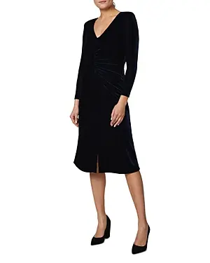 Laundry By Shelli Segal Ruched Velvet Midi Dress In Black - 70% Off |  Editorialist