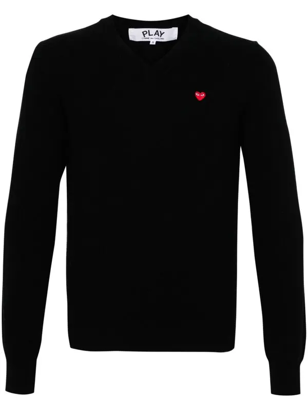 Play Comme Des Garcon Logo-patch Wool Jumper - Black