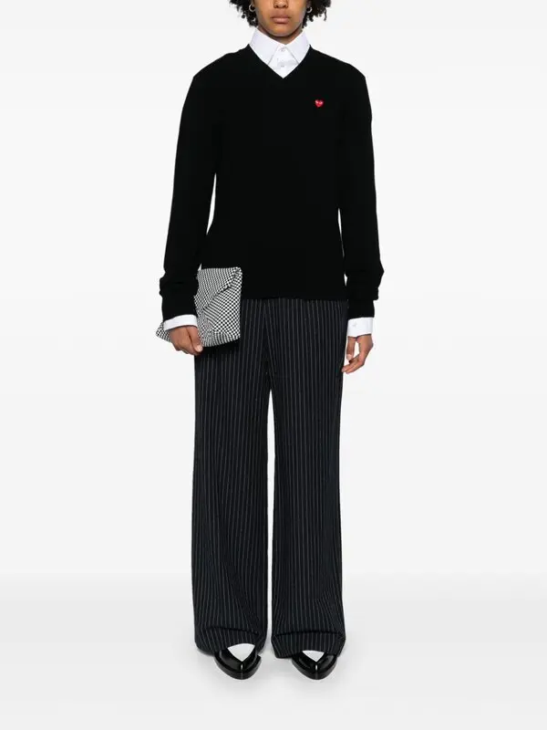 Play Comme Des Garcon Logo-patch Wool Jumper - Black