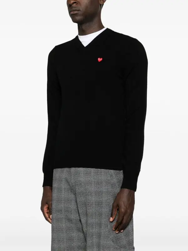 Play Comme Des Garcon Logo-patch Wool Jumper - Black