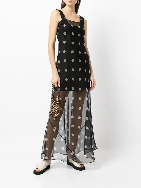 SIR. Sheer-overlay Polka-dot Dress