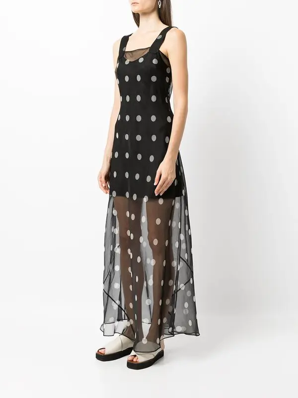 SIR. Sheer-overlay Polka-dot Dress