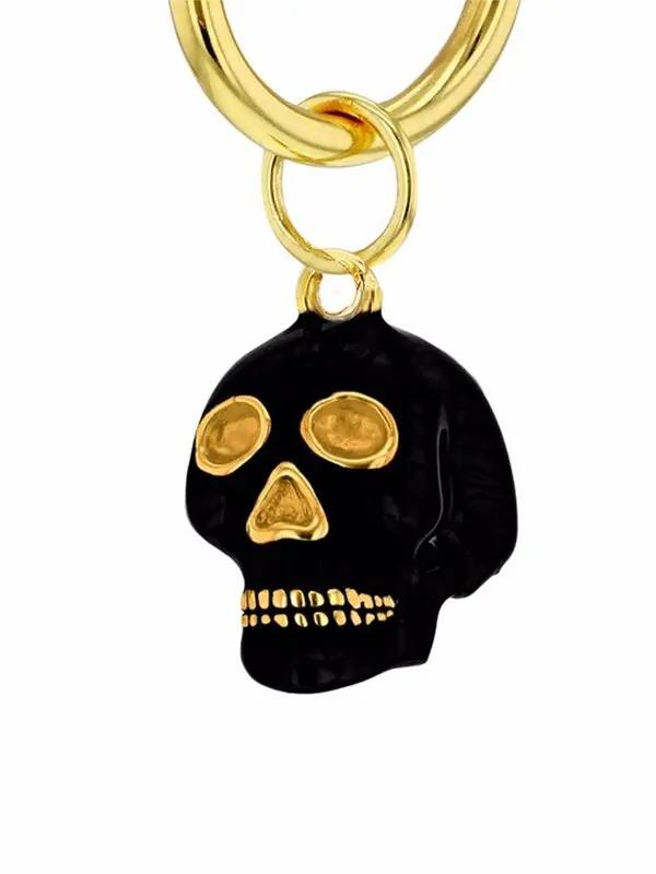 TRUE ROCKS Skull Hoop Earring - Black