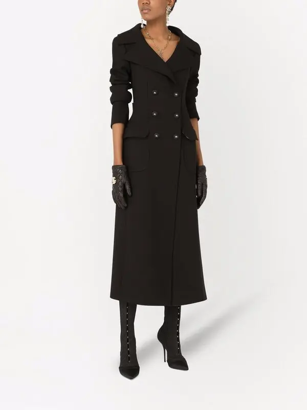 Dolce & Gabbana Double-breasted Wool Coat With Logo Buttons
