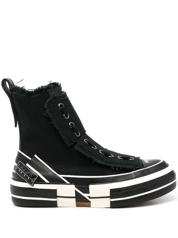 Y’s Frayed-trimmed High-top Sneakers - Black