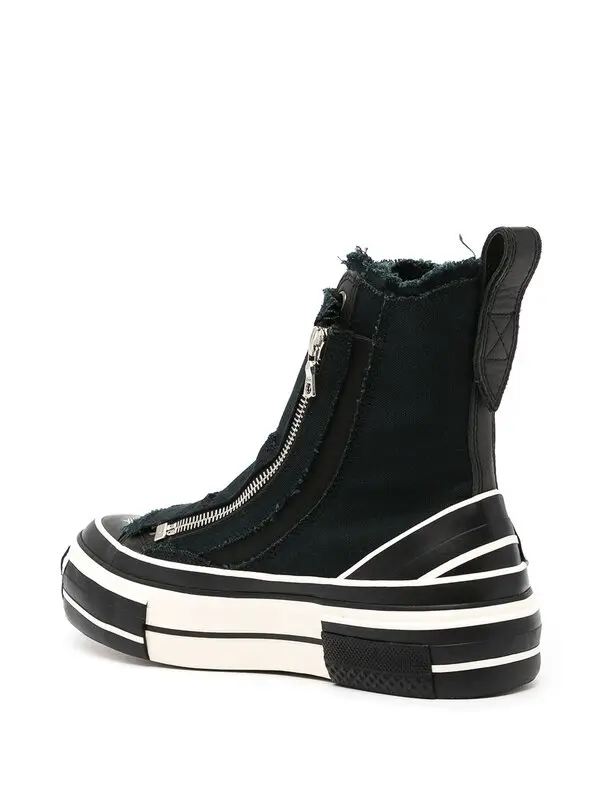 Y’s Frayed-trimmed High-top Sneakers - Black