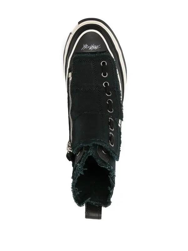 Y’s Frayed-trimmed High-top Sneakers - Black