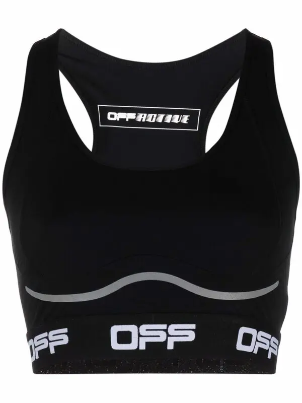 Off-White Logo-tape Cropped Performance Top - Black